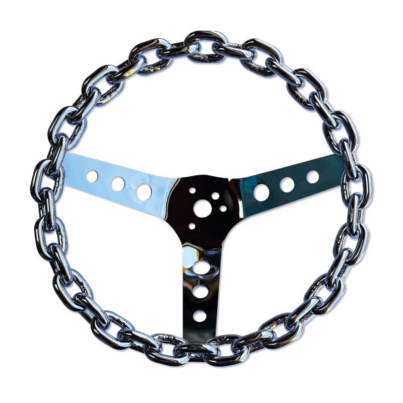 Chain 3 Spoke 11" Chrome Steering Wheel